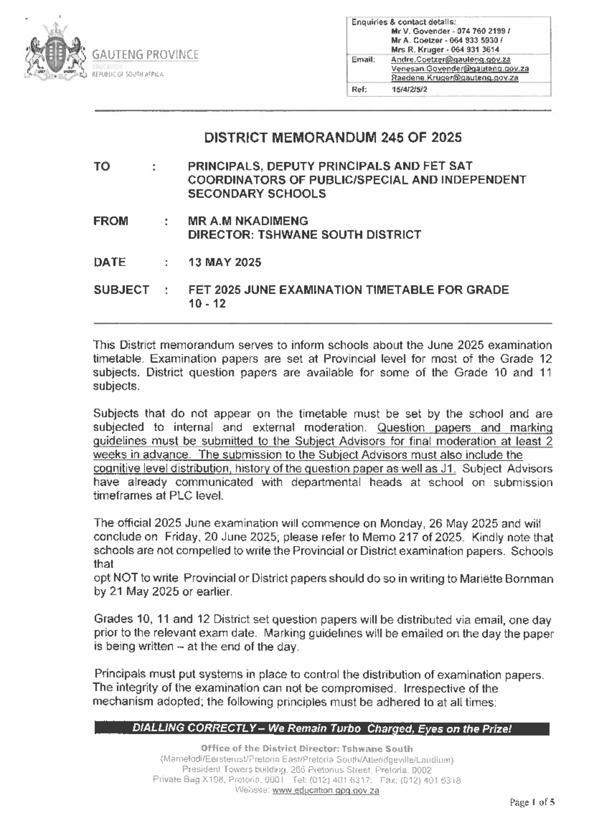 DM 245 OF 2025: FET June Exam Timetable for Grades 10-12 - Studocu