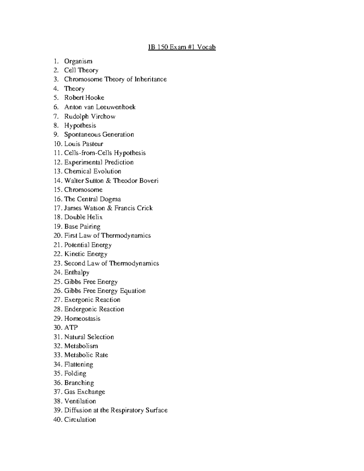 IB 150 Exam #1 Vocabulary Terms and Definitions - IB 150 Exam #1 Vocab ...
