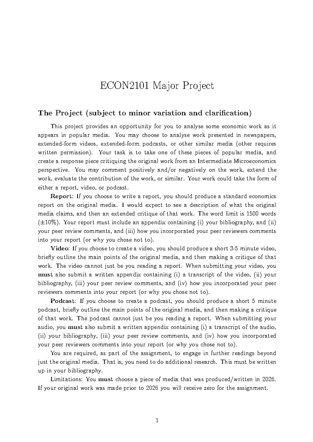 ECON2101 Major Project: Critique of 2026 Media from Microeconomic View ...