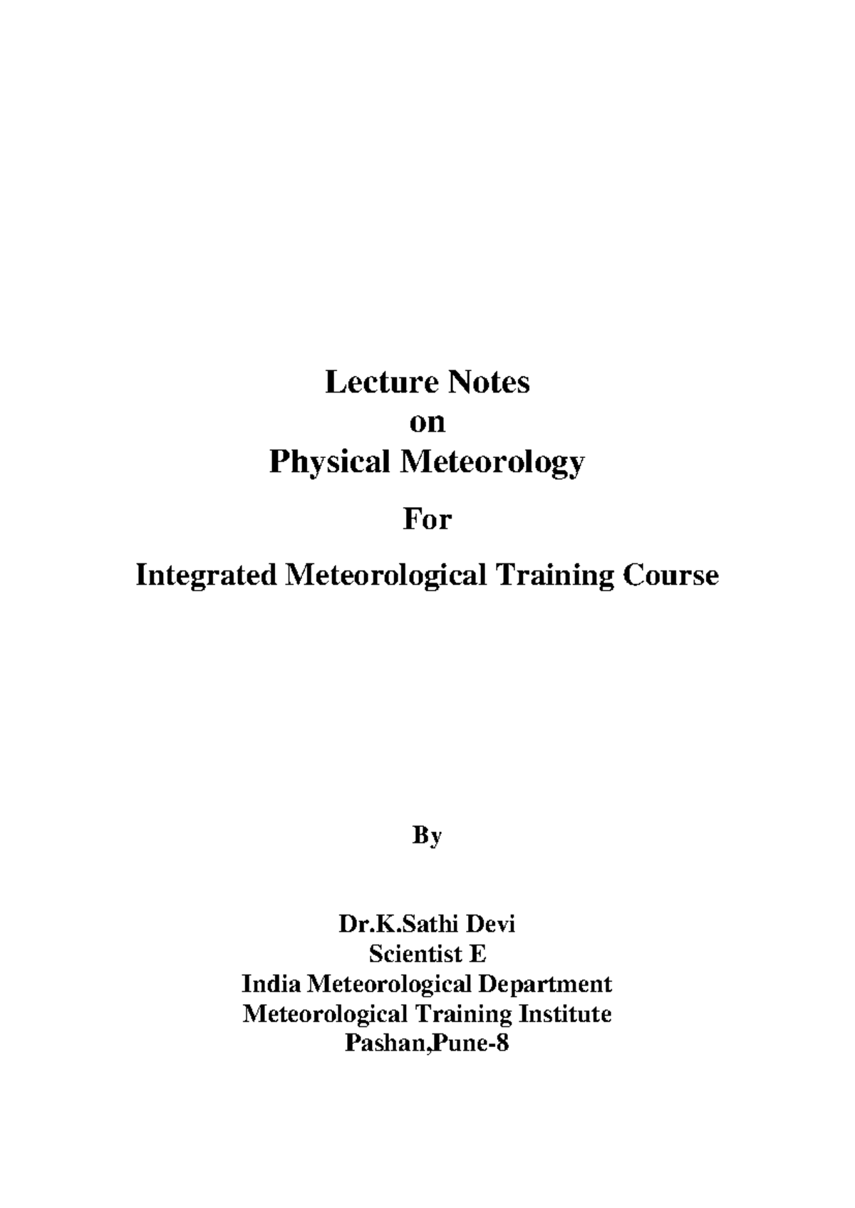 Physical Meteorology Lecture Notes - IMTC: Atmospheric Thermodynamics ...