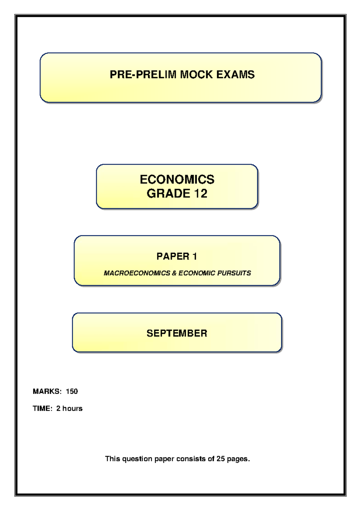 Economics Gr. 12 P1 Mock Exam: Macroeconomics & Economic Pursuits - Studocu