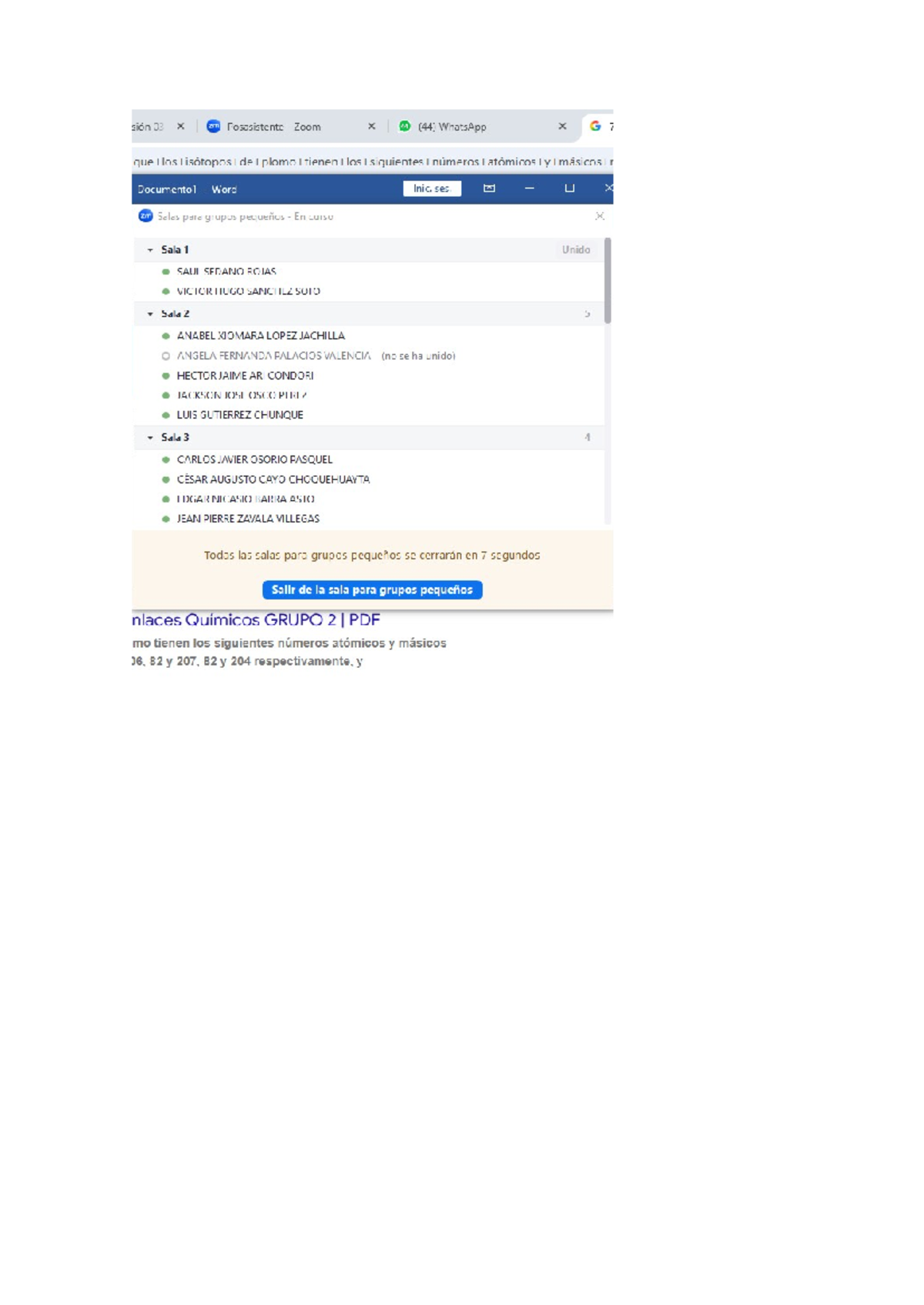 Clase de Química UCV: Isótopos de Plomo y Grupos Pequeños - Studocu