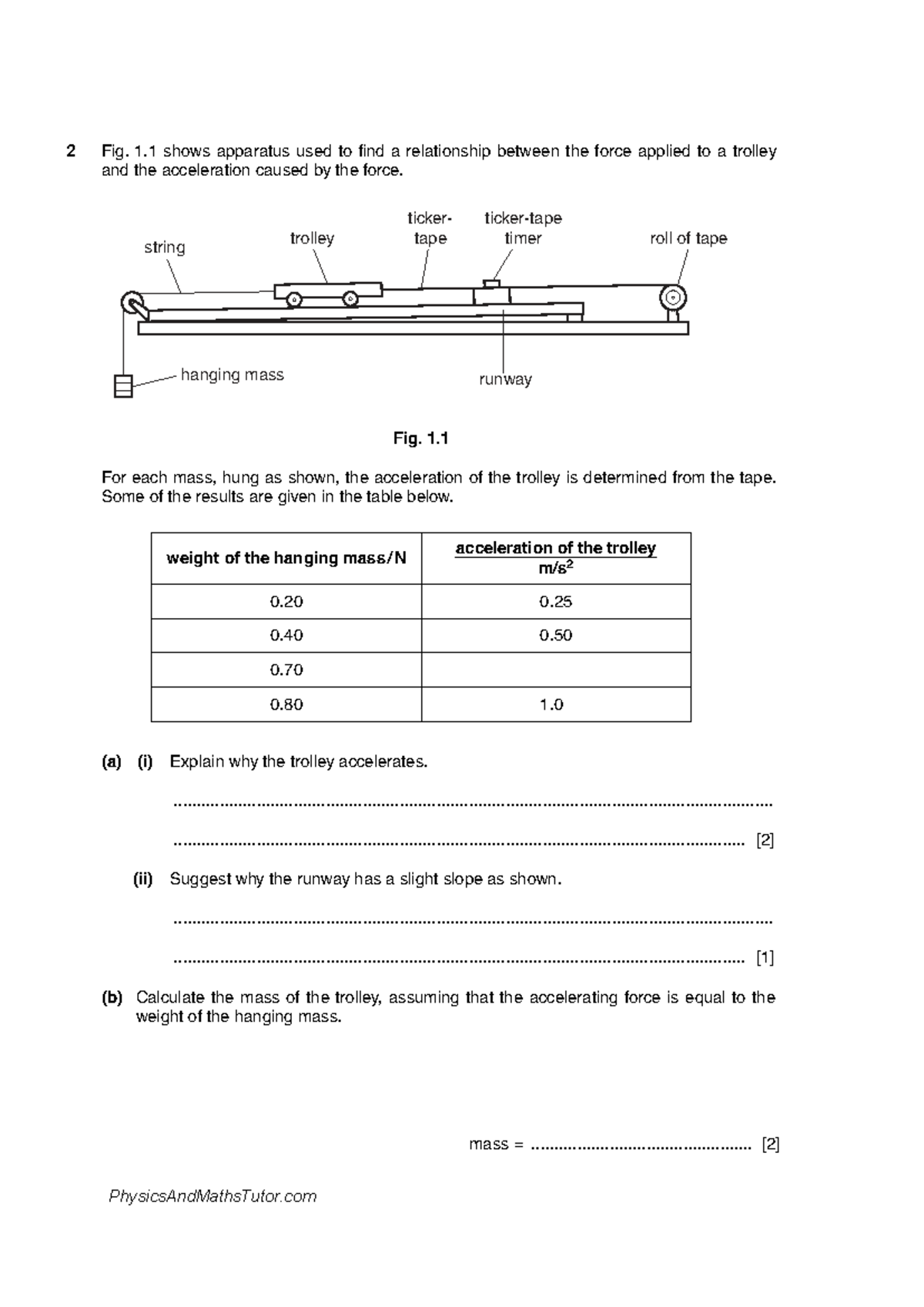 Forces 4 QP - Relationship Between Force and Acceleration - Studocu