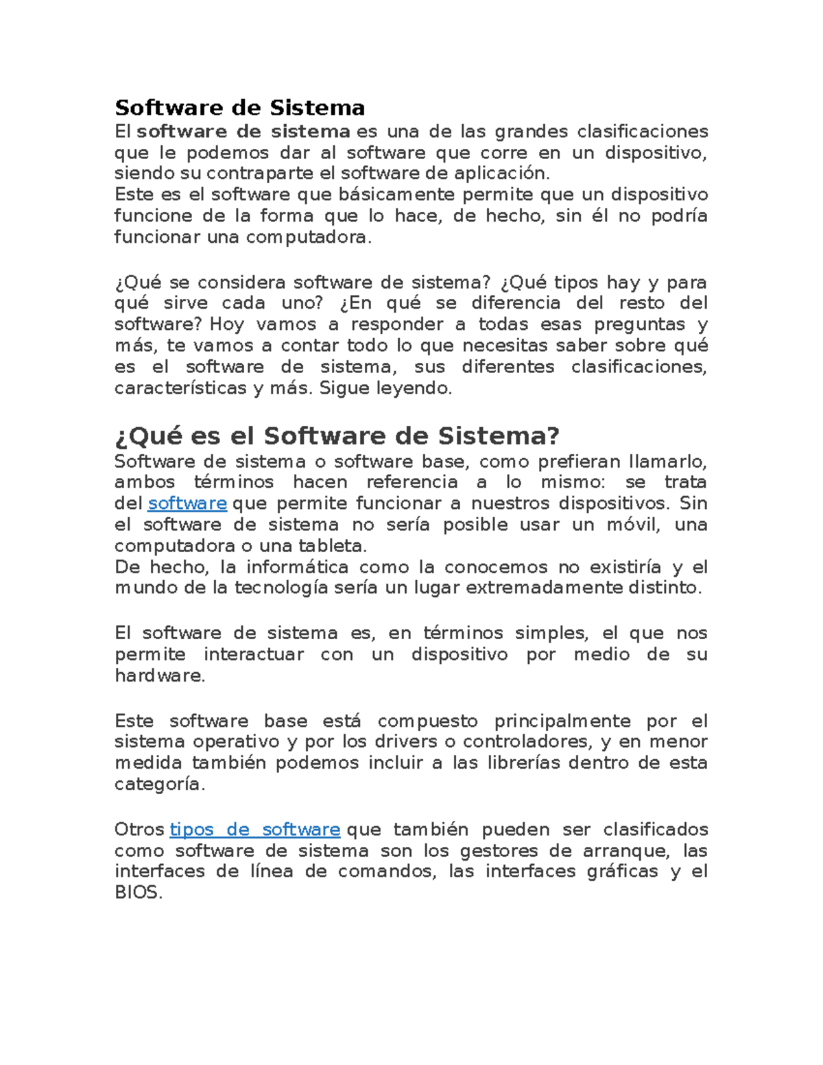 Tipos y Funciones del Software de Sistema: Guía Completa - Studocu