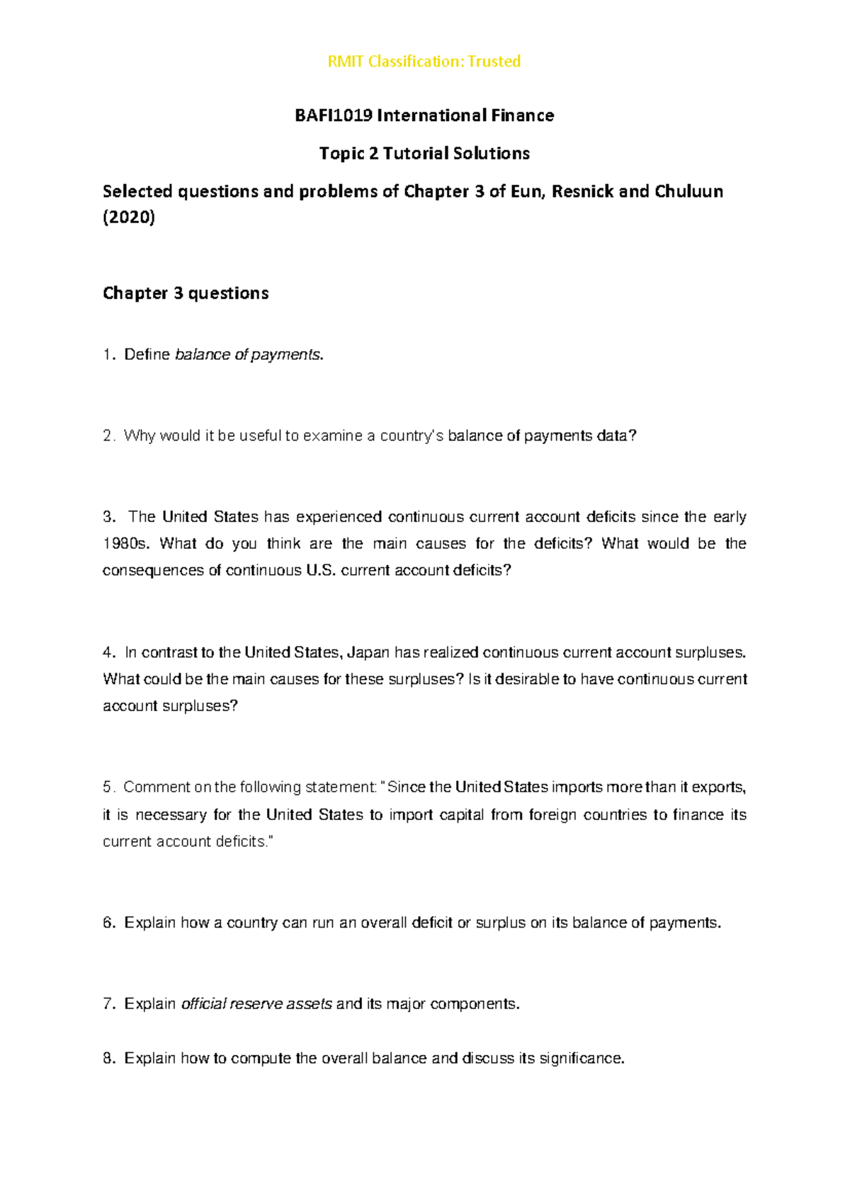 BAFI1019 topic 2 tutorial questions-1 - RMIT Classification: Trusted ...