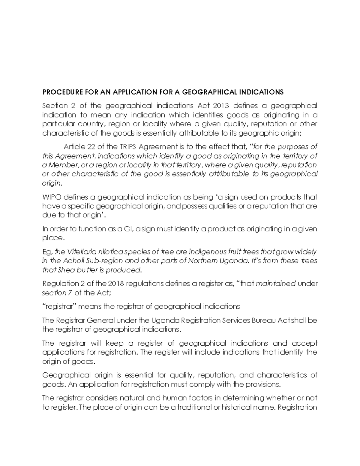 Geographical Indications Registration: Procedures & Regulations Overview - Studocu