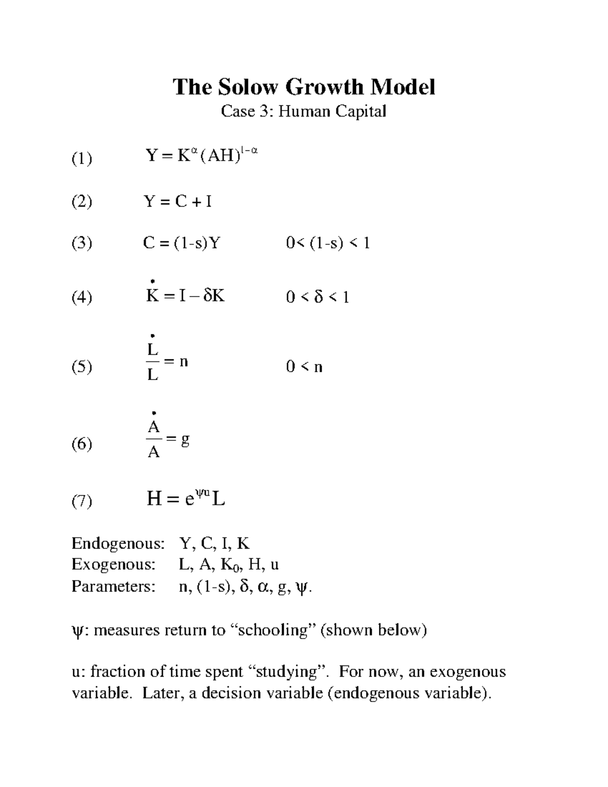 The Solow Growth Model - The Solow Growth Model Case 3: Human Capital ...