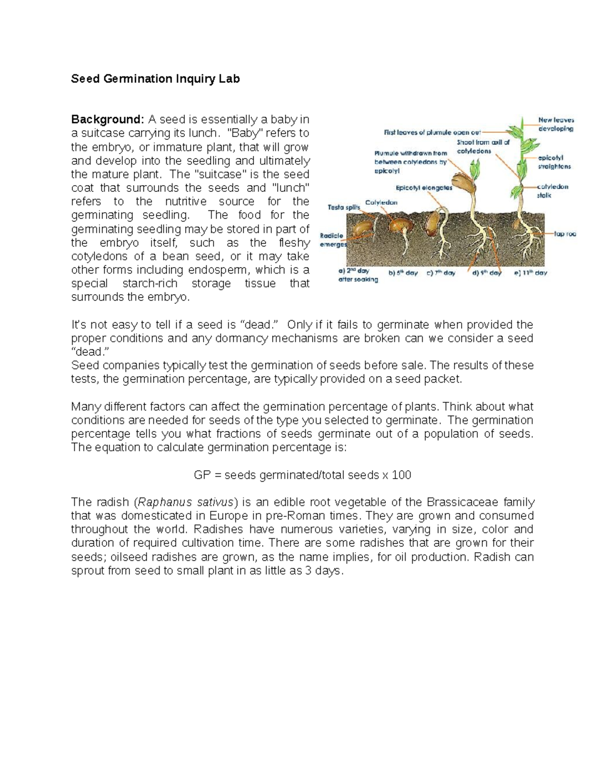 APES 101: Seed Germination Inquiry Lab Report and Analysis - Studocu