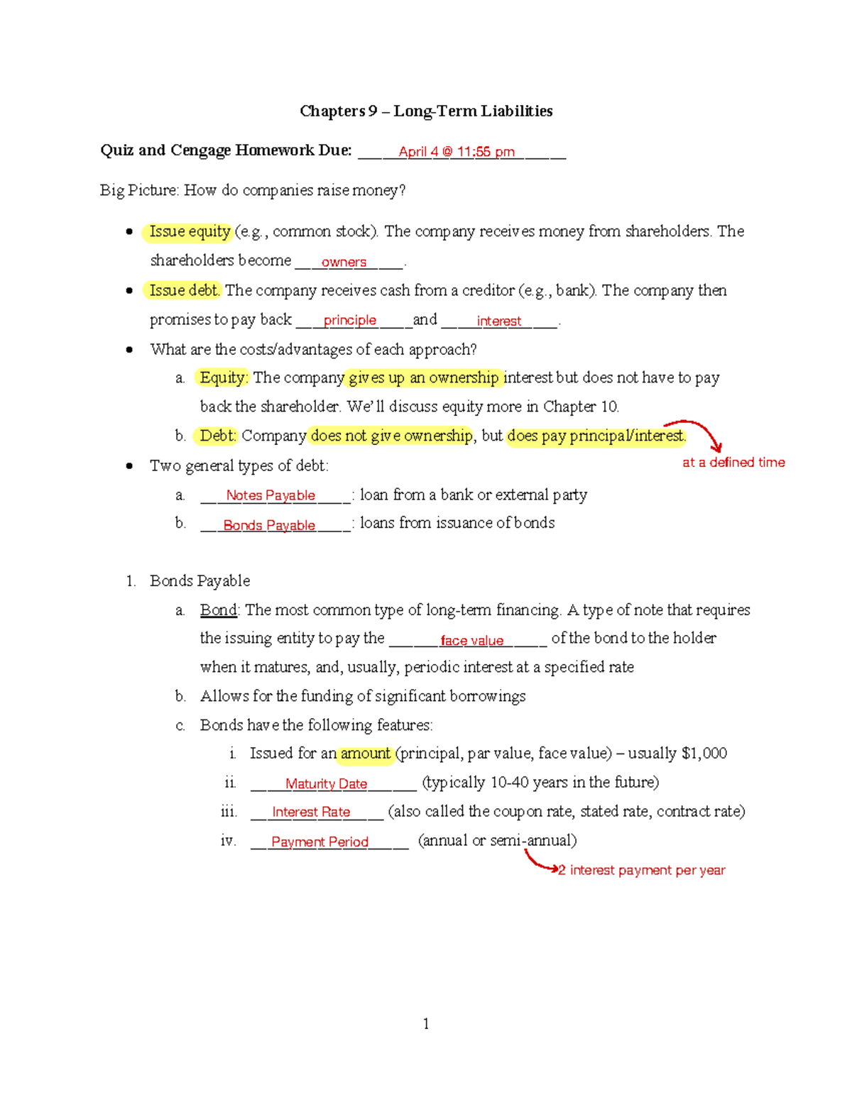Long-Term Liabilities: Bonds Payable Examples and Homework (Course Code ...