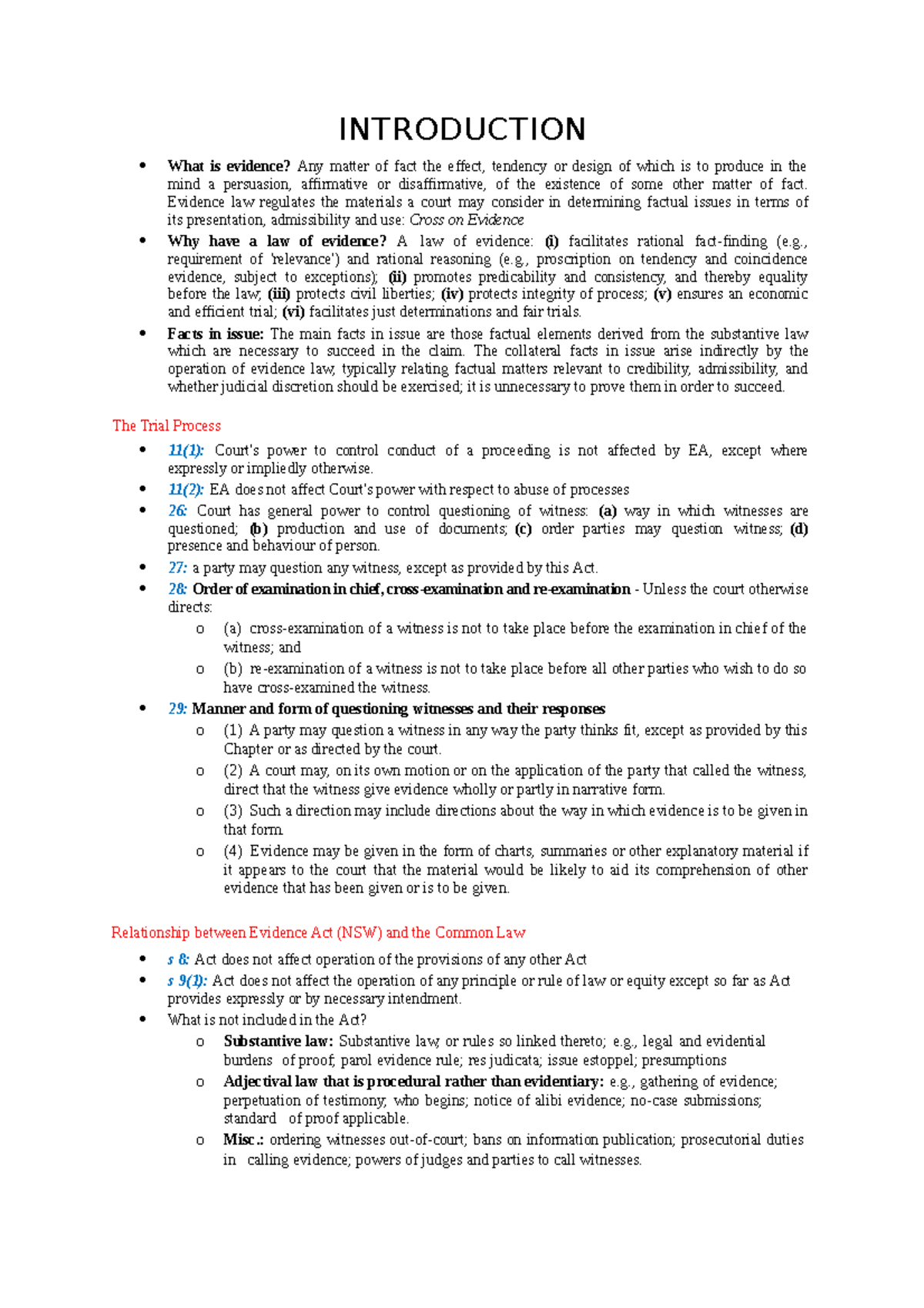 LAWS2016 Evidence Notes: Key Principles and Trial Process Explained ...