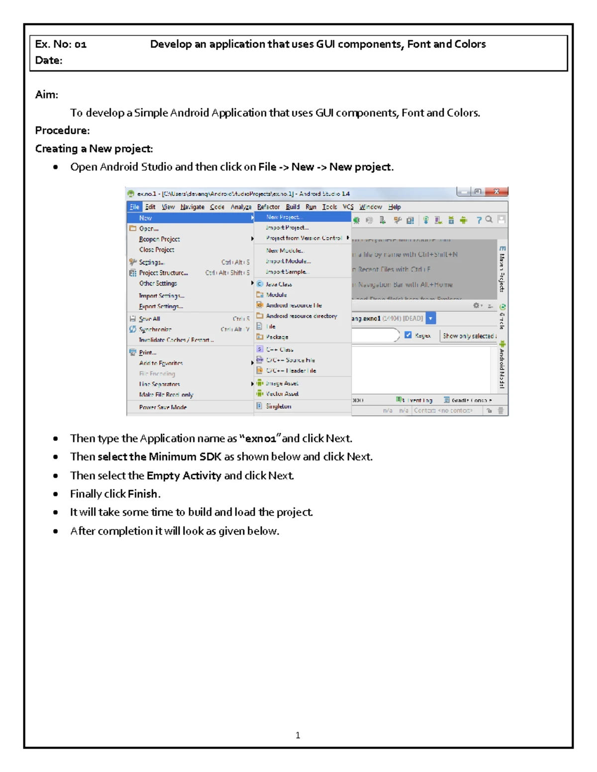 MAD Lab Manual - Ex. No: 01 Develop an application that uses GUI ...