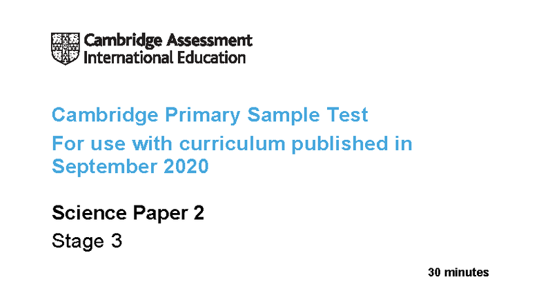 Science Stage 3 Sample Test Paper 6 (2020) - Studocu