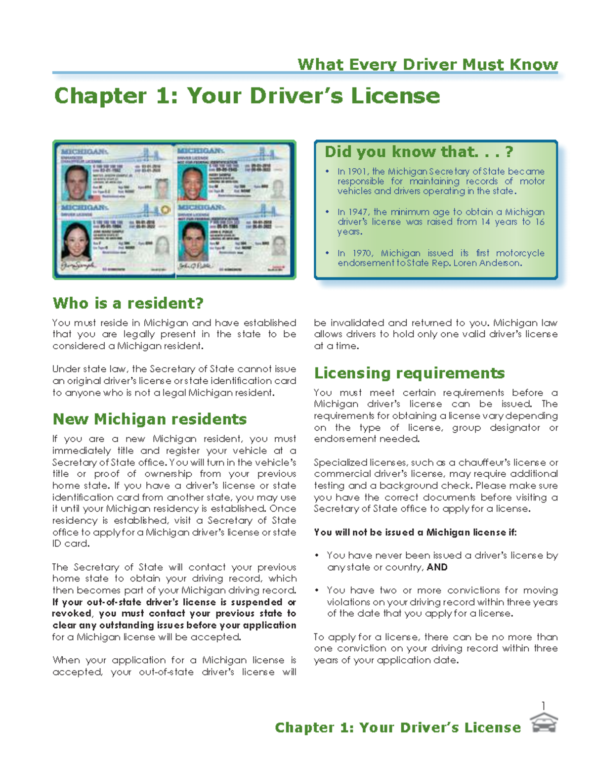 Understanding Michigan's Driver's License Requirements (Chapter 1 ...