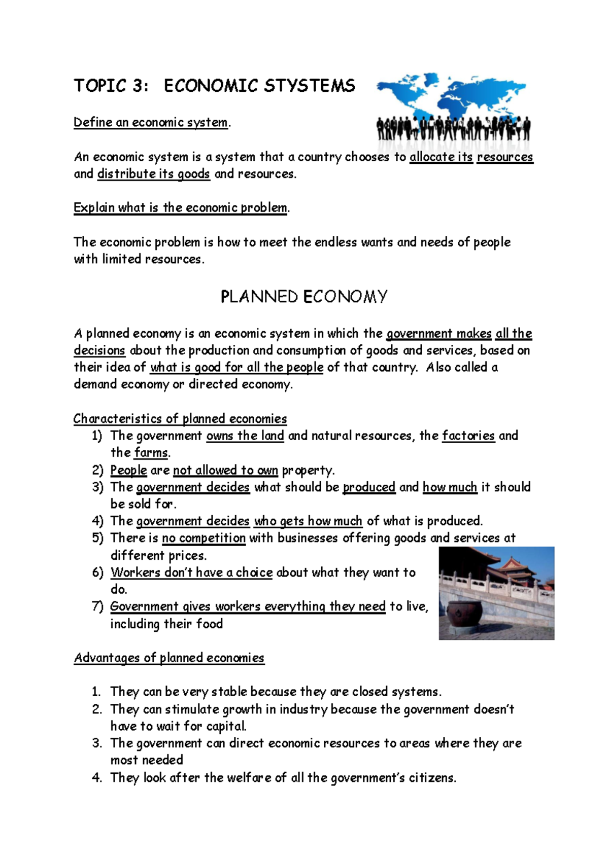 Topic 3 Economic Systems Notes Homework - TOPIC 3: ECONOMIC STYSTEMS ...