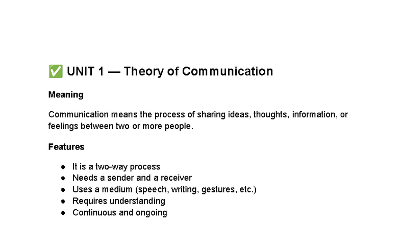 UNIT 1 Communication Theory & Skills Overview for Assignment - Studocu