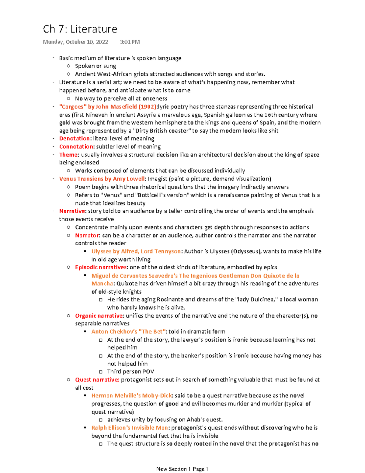 Ch 7 Literature - Exploration of the Arts Textbook Notes - Studocu
