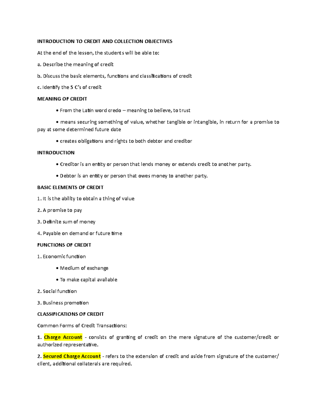Credit and Collection: Key Concepts, Functions, and Classifications ...
