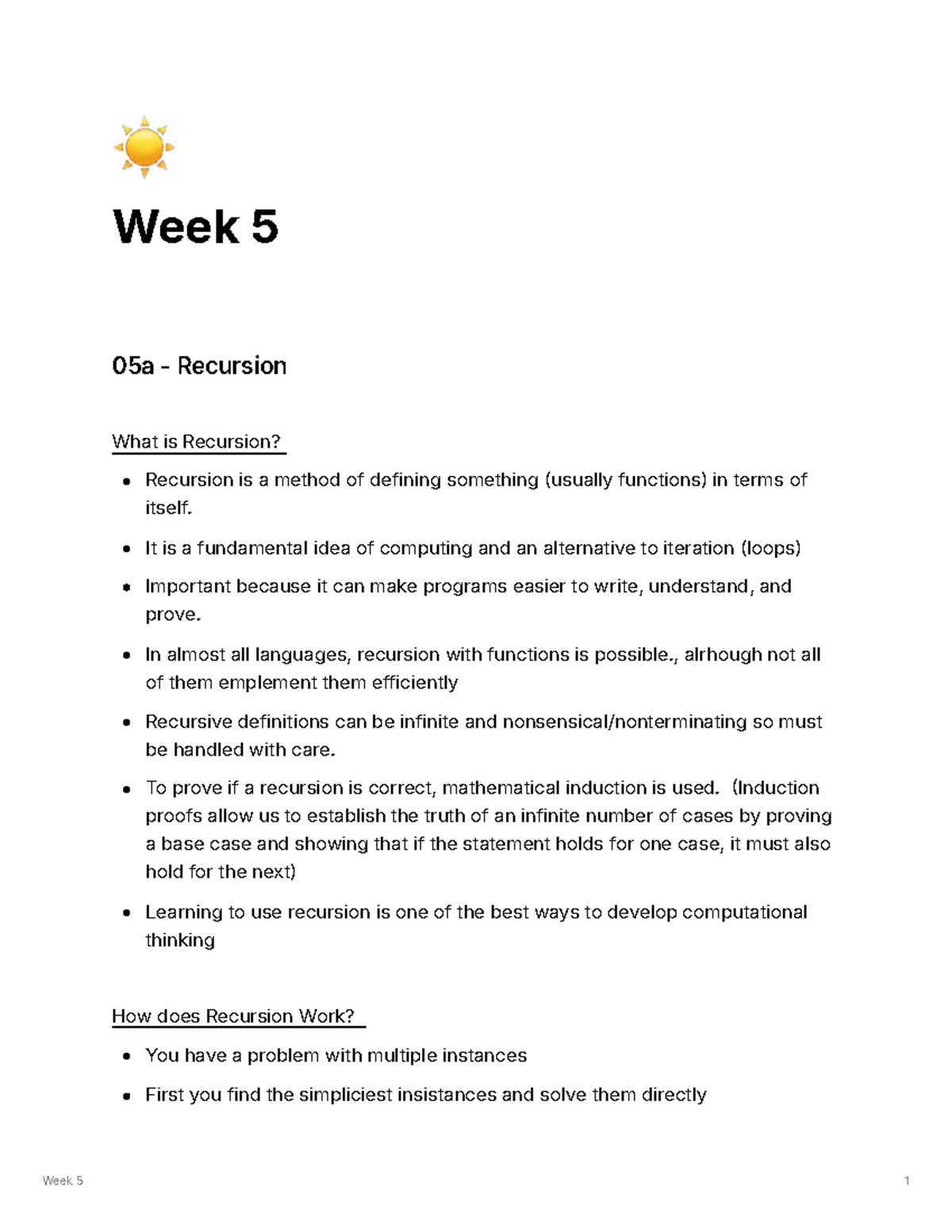 Week 5 1JC3 - Understanding Recursion in Computing Concepts - Studocu