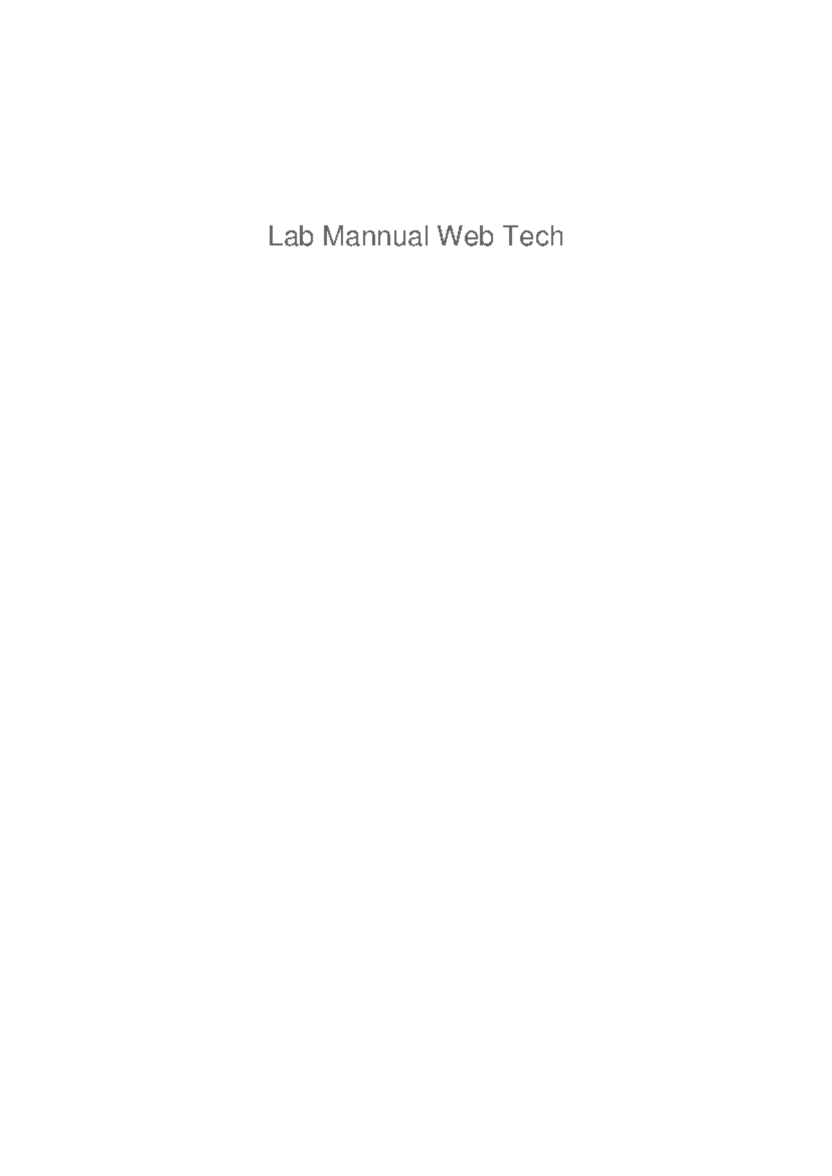 Lab Manual for Web Tech (Web Technologies Lab) - Studocu