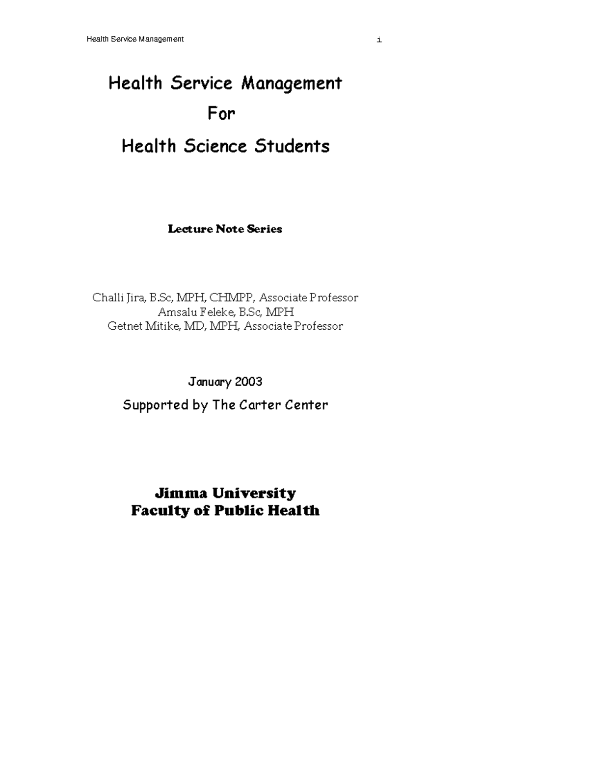 HSM Lecture Notes: Comprehensive Guide to Health Service Management ...
