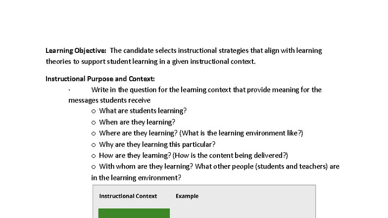 Module 9 Study Guide: Aligning Instructional Strategies to Theories ...