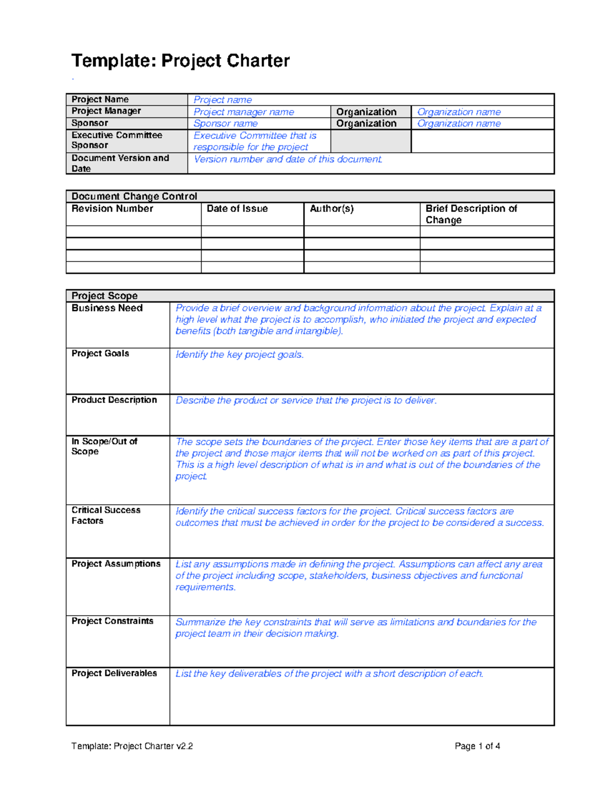 Project Charter Template: Key Elements and Guidelines - Studocu