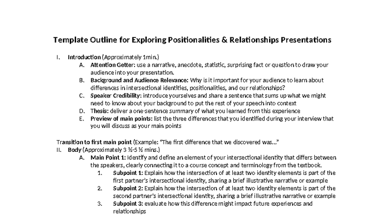 Template Outline for EPR Presentation: Exploring Positionalities - Studocu