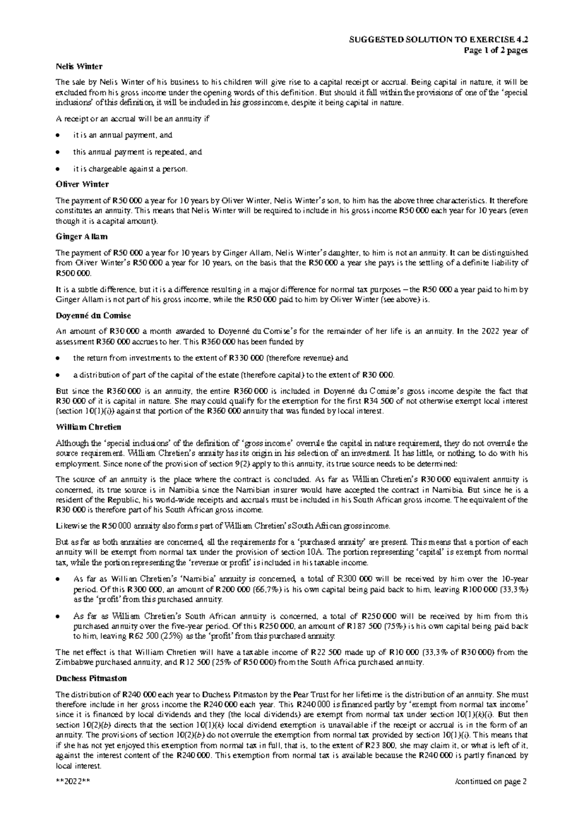 2022 Taxation Case Study Solutions - Annuities & Capital Receipts - Studocu