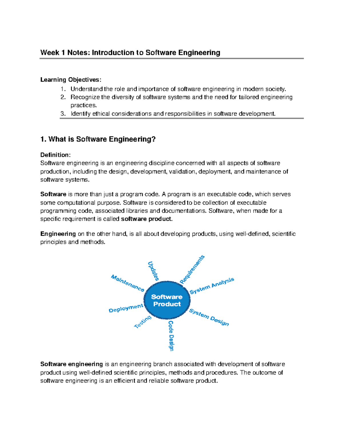 Week 1 Lecture Notes: Intro to Software Engineering Concepts - Studocu