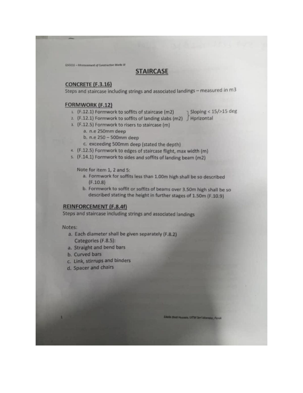 050231 Staircase Measurement Tutorial: Concrete & Formwork - Studocu