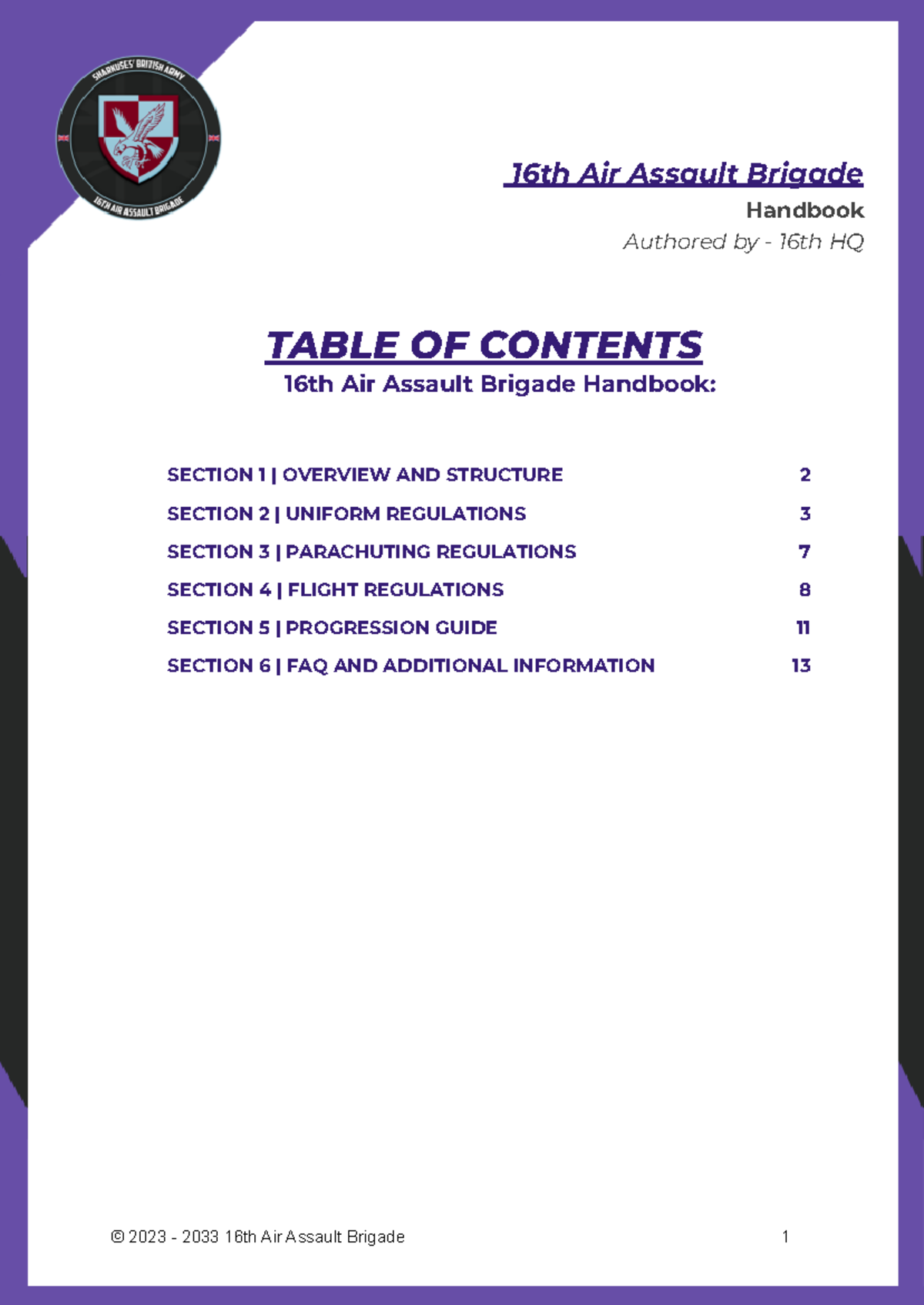 16th Air Assault Brigade Handbook: Structure, Regulations & Progression ...