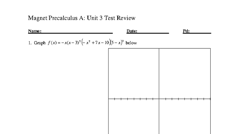 Magnet Precalculus A: Unit 3 Test Review & Practice Problems - Studocu