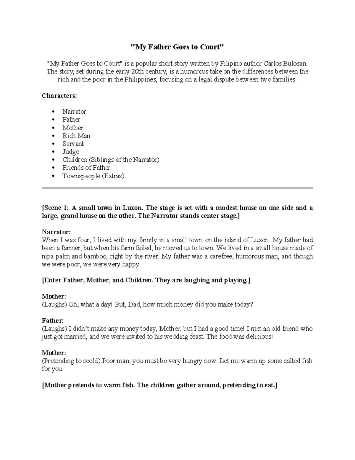 My Father Goes to Court - Analysis & Themes ELT7 - Studocu