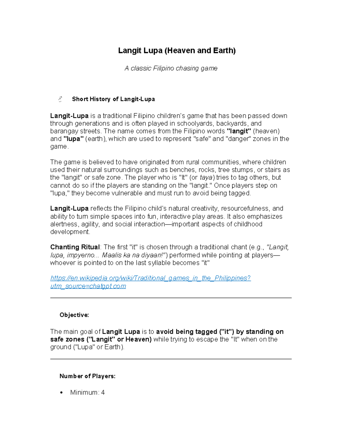 Langit Lupa: A Guide to the Classic Filipino Game - Studocu