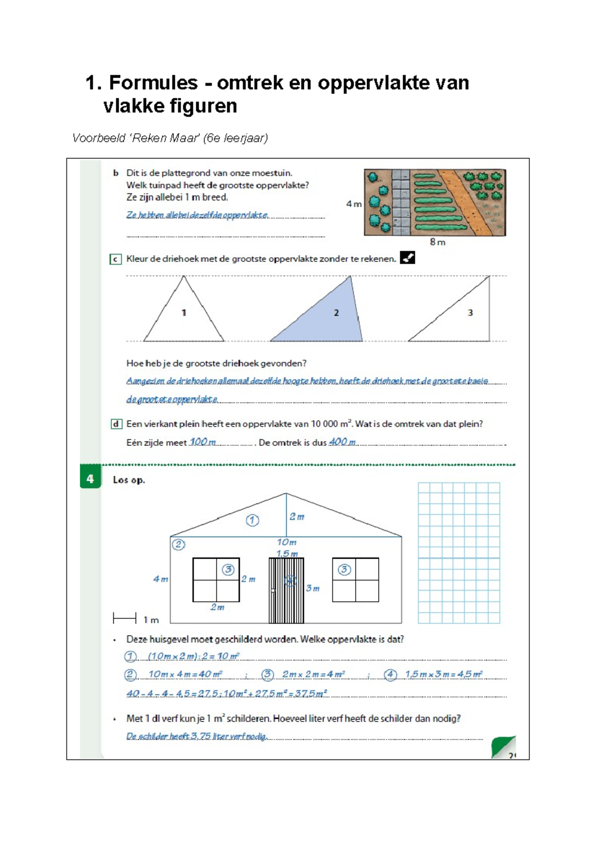 Omtrek en Oppervlakte van Vlakke Figuren - Oefeningen en Formules - Studocu