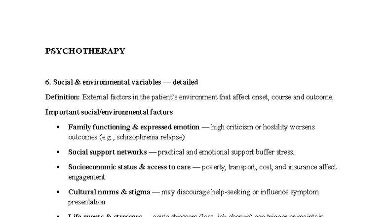 PSYCHOTHERAPY 6: Key Concepts and Clinical Applications - Studocu