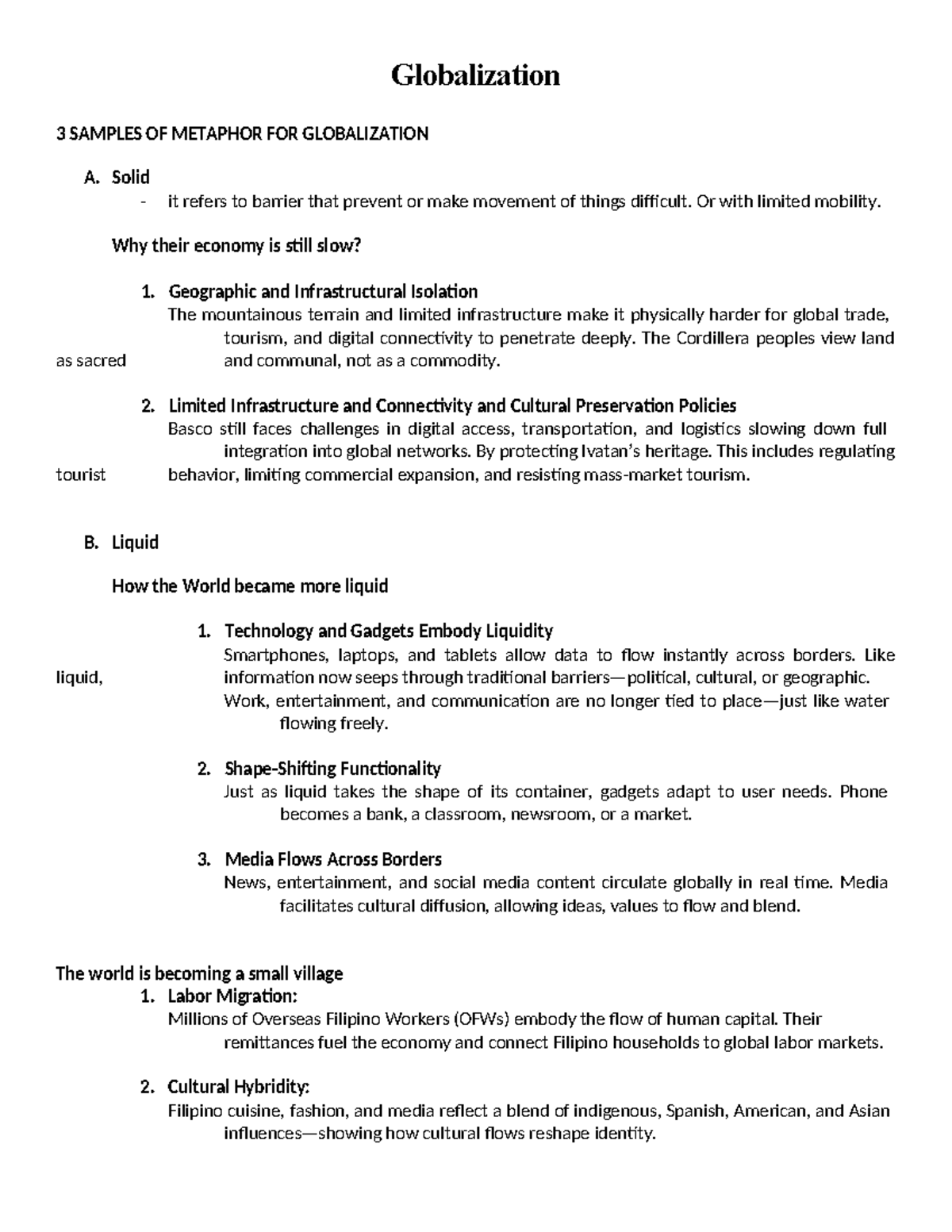 Globalization: Metaphors, Impacts, and Migration Dynamics - Studocu