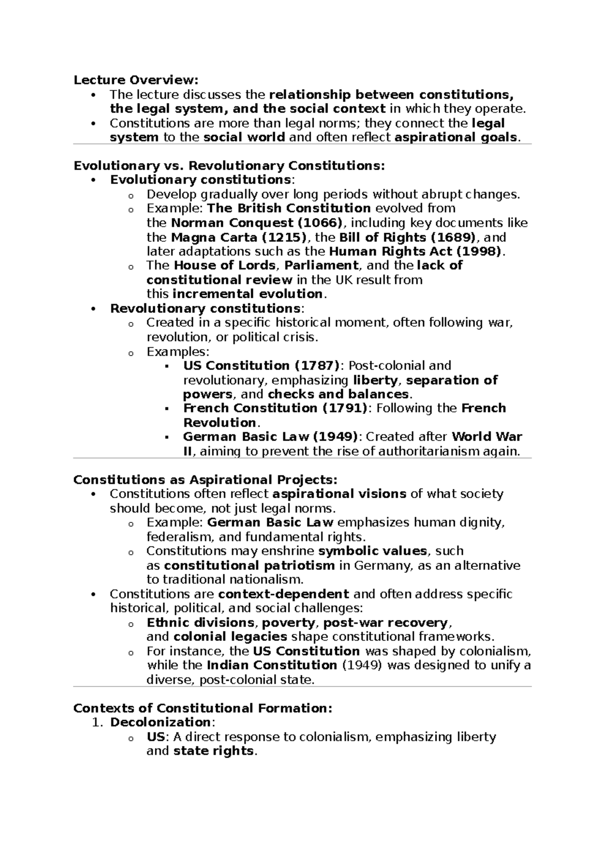 Lecture 2: Evolutionary & Revolutionary Constitutions Insights ...