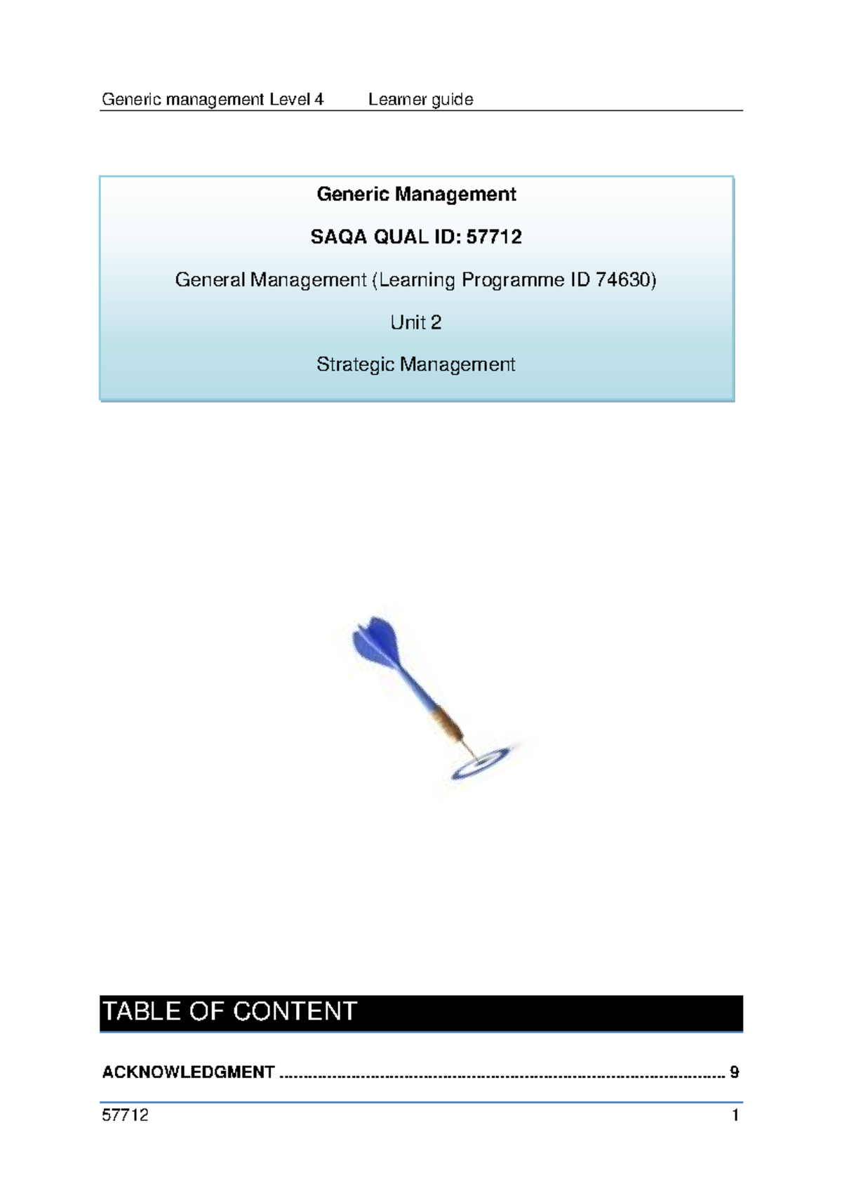 Generic Management Level 4: Strategic Management Learner Guide (57712 ...