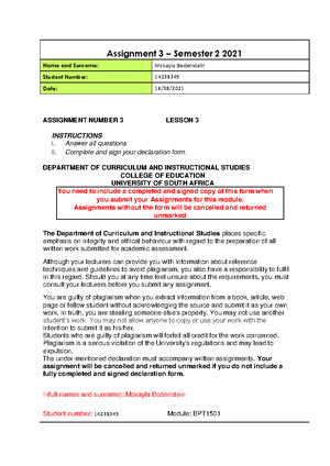 Declaration form - DEPARTMENT OF CURRICULUM AND INSTRUCTIONAL STUDIES ...