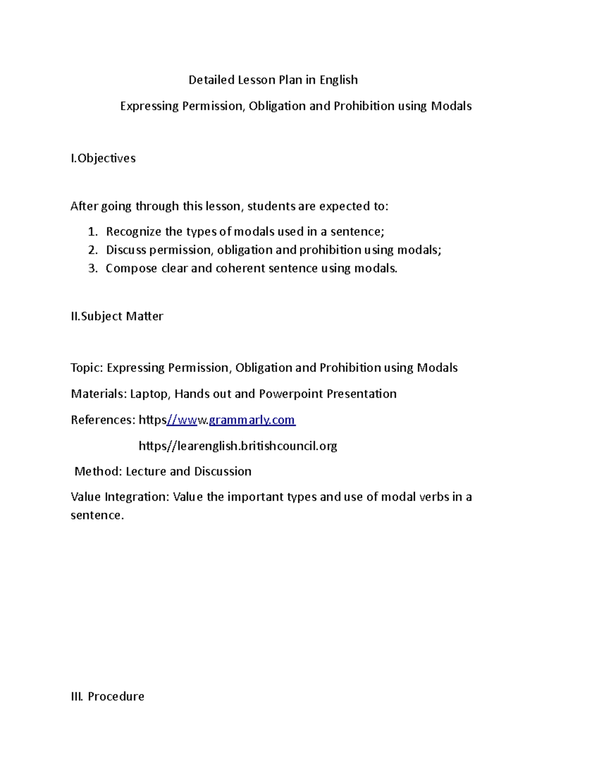 Detailed Lesson Plan in English - Detailed Lesson Plan in English ...