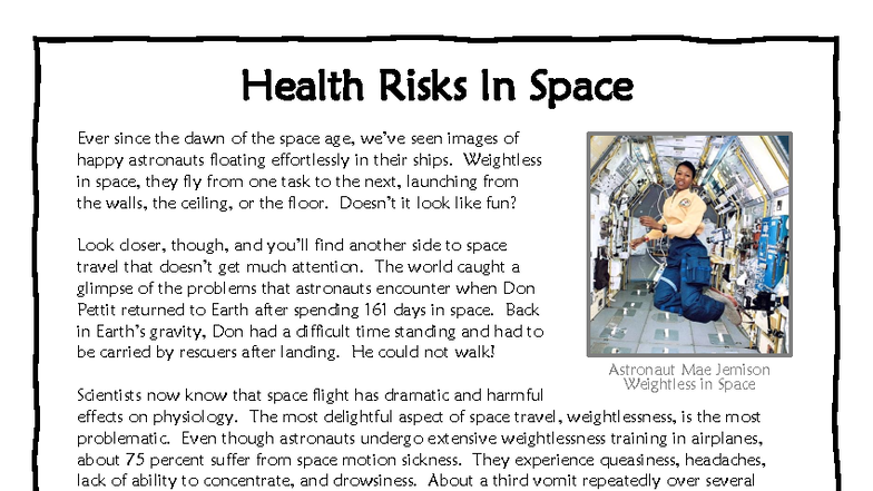 Health Risks of Space Travel: Effects on Astronauts' Physiology - Studocu
