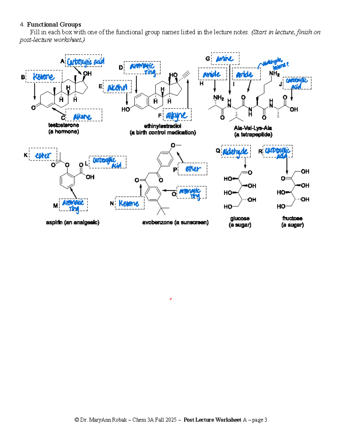Post Lecture Worksheet 3 - © Dr. MaryAnn Robak – Chem 3A Fall 202 5 ...