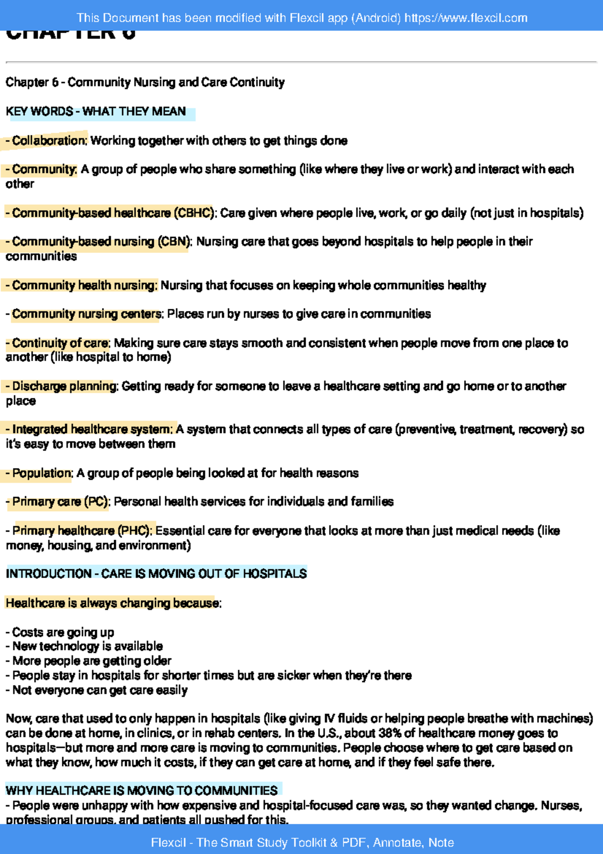 CHAPTER 6: Community Nursing and Care Continuity Overview - Studocu