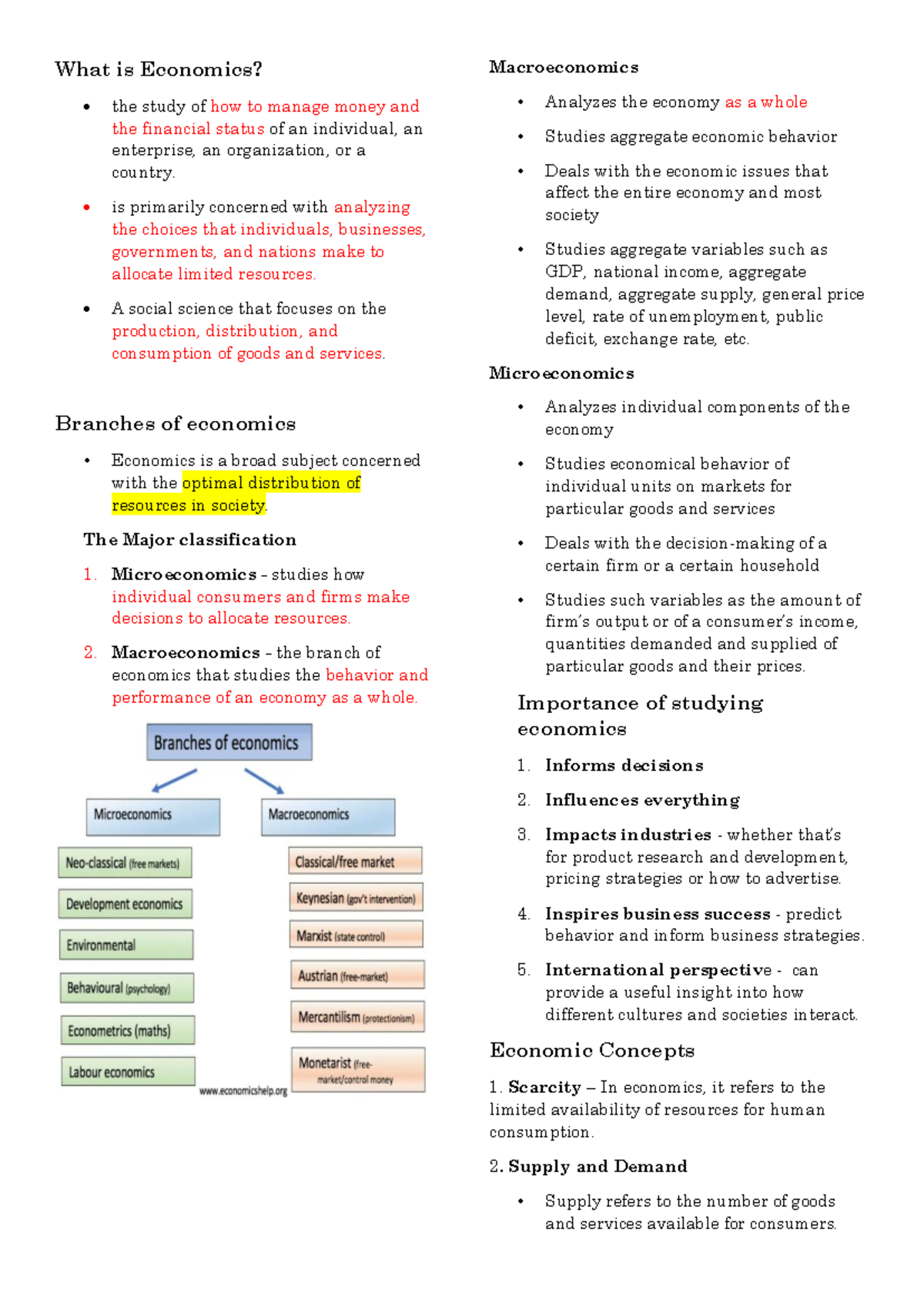 SBA - Topic 1: Introduction to Economics and Its Key Concepts - Studocu