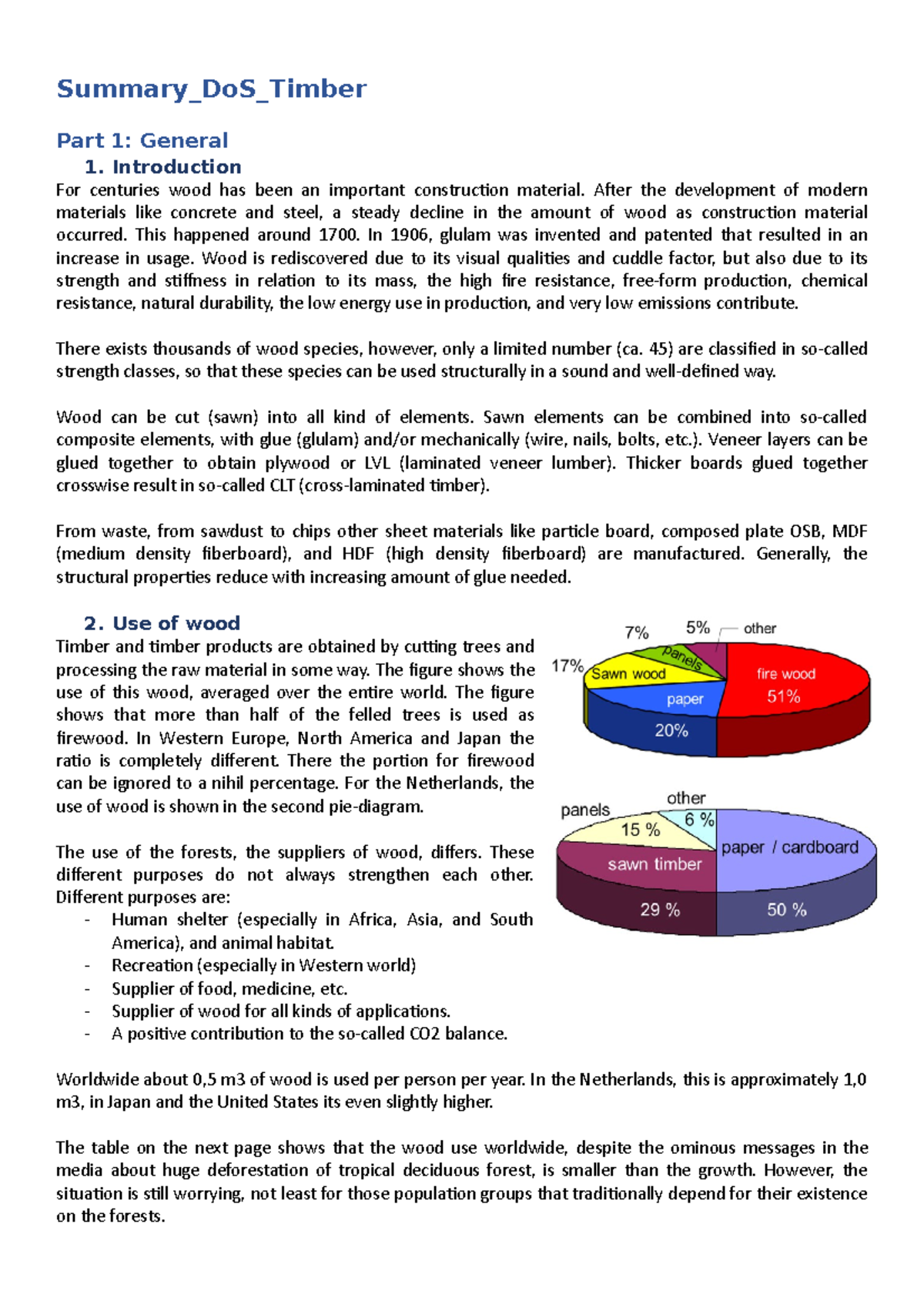 Summary of DoS Timber Materials and Properties Analysis - Studeersnel