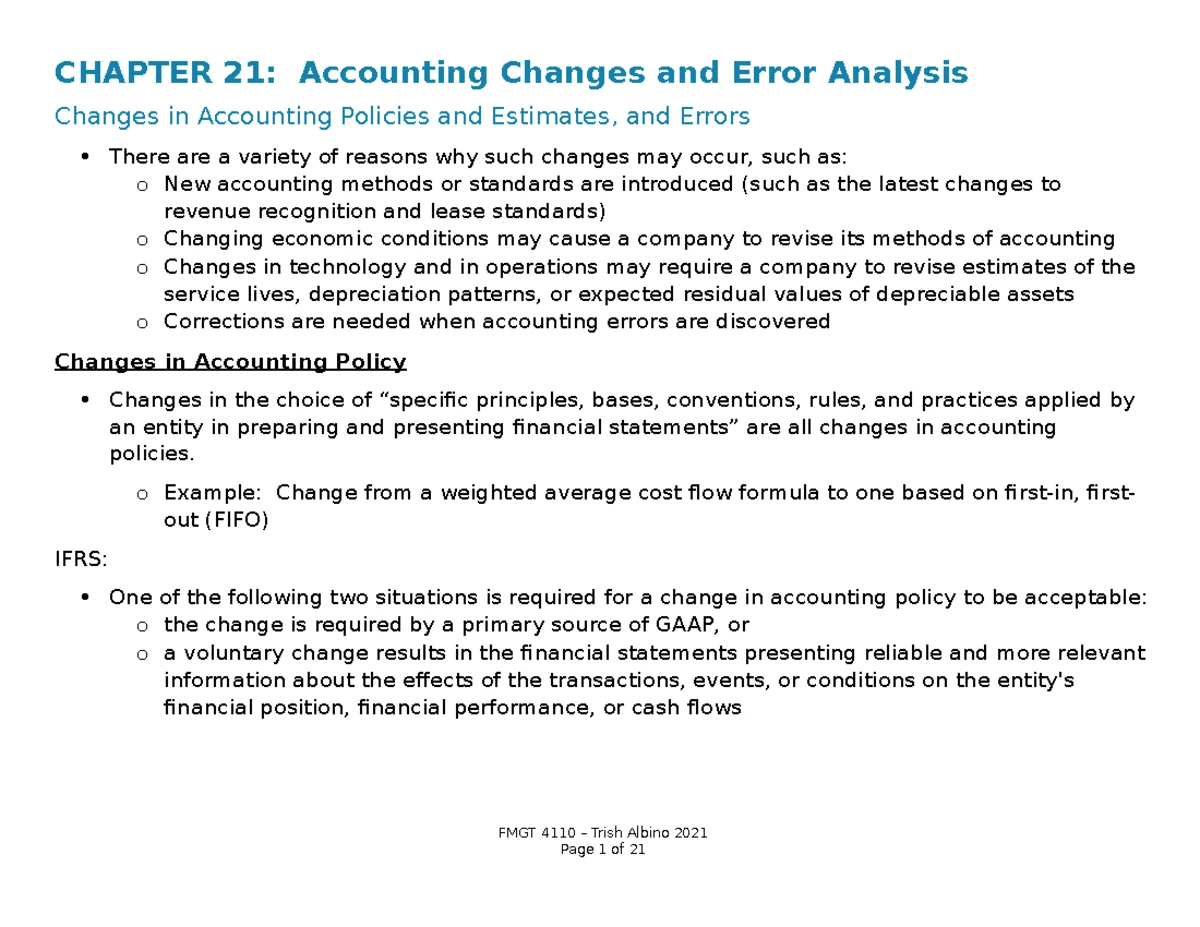 Acctg changes and error testbank - CHAPTER 22 ACCOUNTING CHANGES AND ...