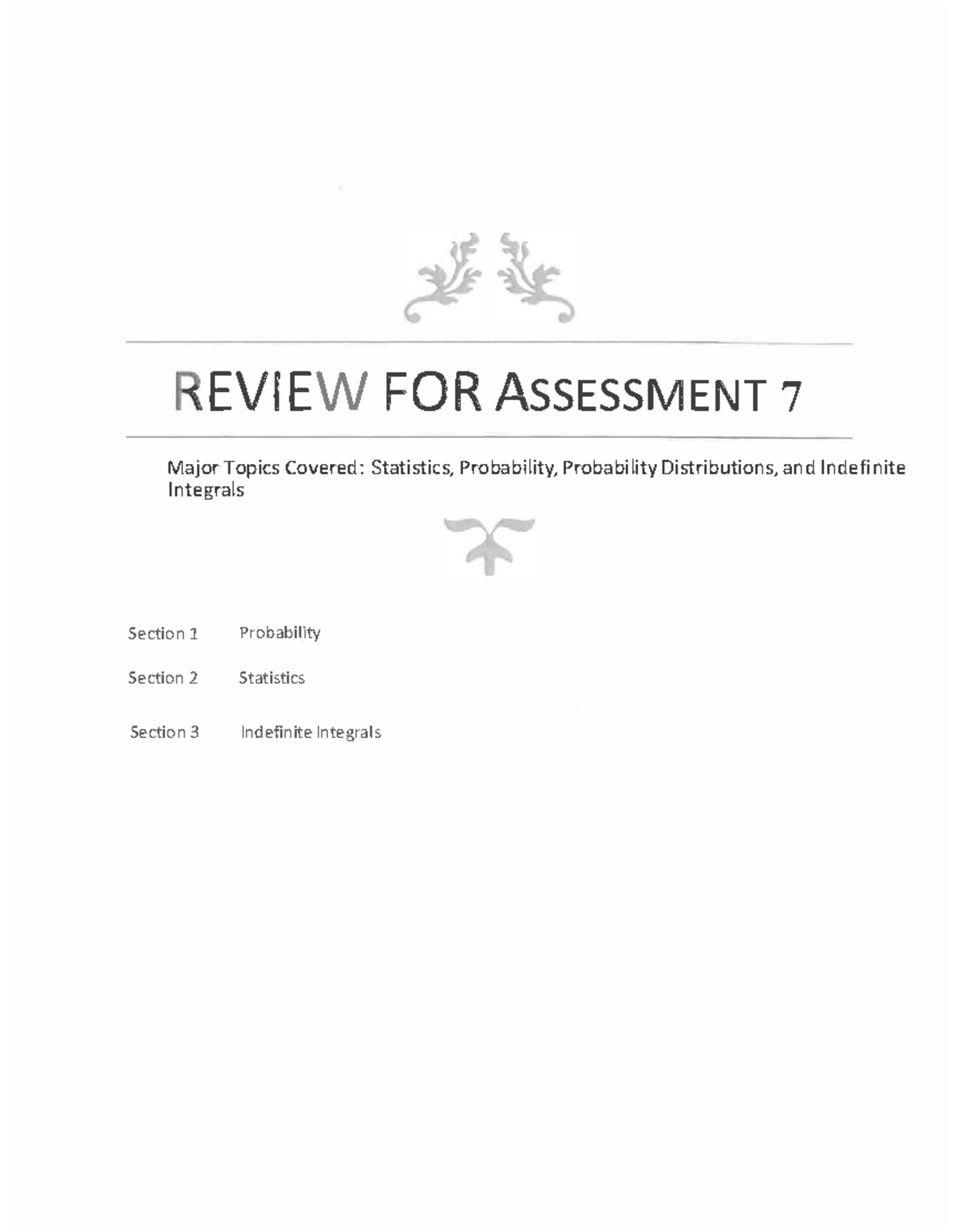 Assessment 7 Review Package: Stats, Probability & Integrals - Studocu