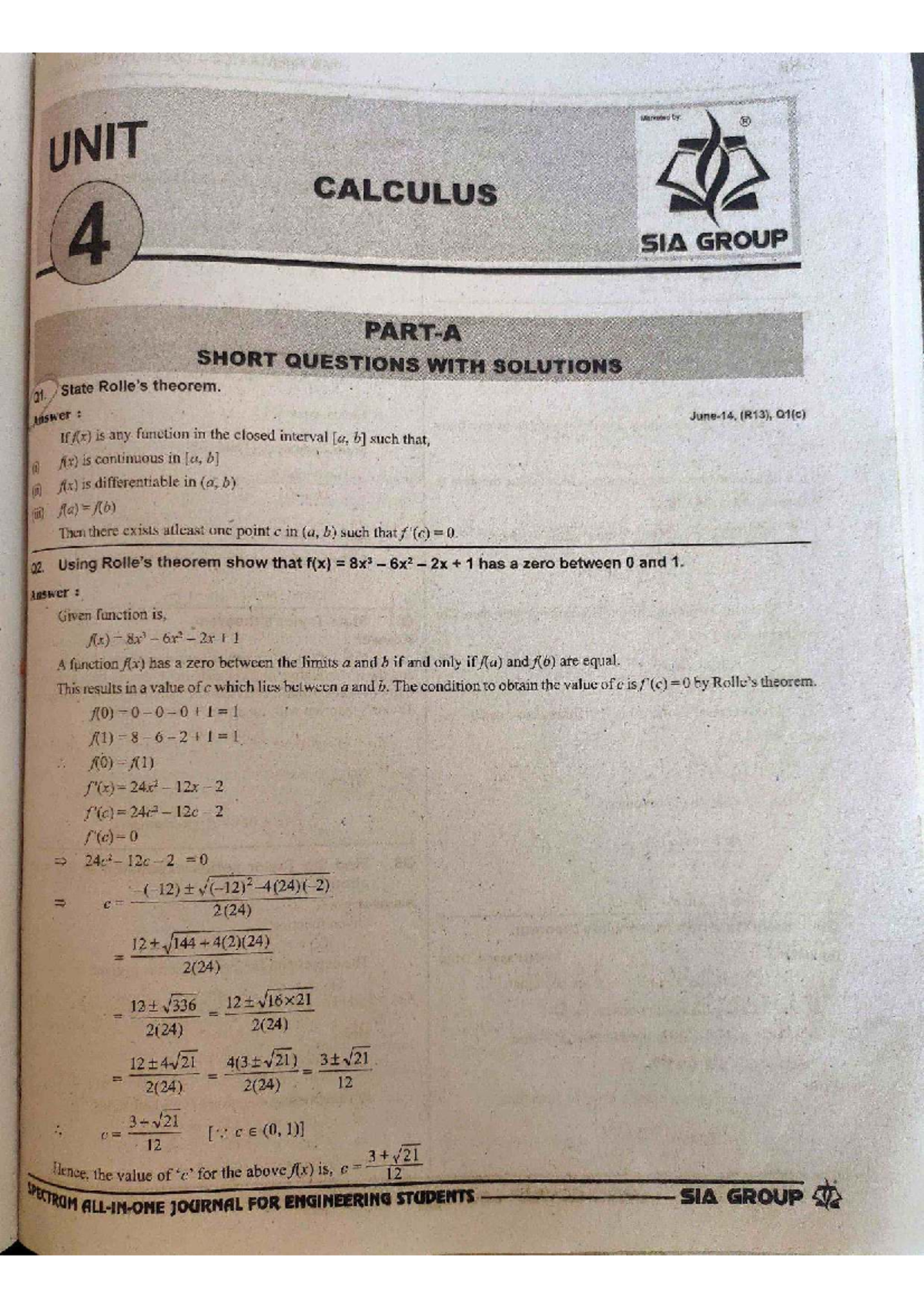 M1 45 - Rolle's Theorem and Mean Value Theorem Applications - Studocu