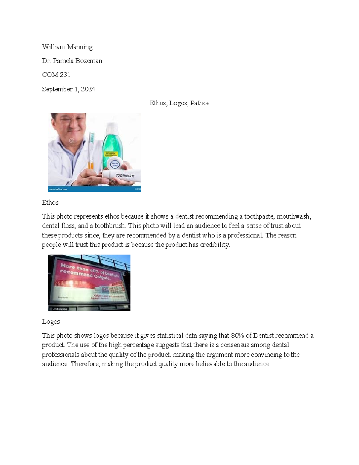 COM 231: Analysis of Ethos, Logos, and Pathos in Dental Advertising ...